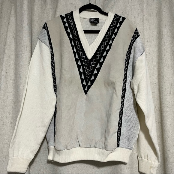 Alan Stuart | Sweaters | Alan Stuart Vintage Vneck Leather Sweater In ...